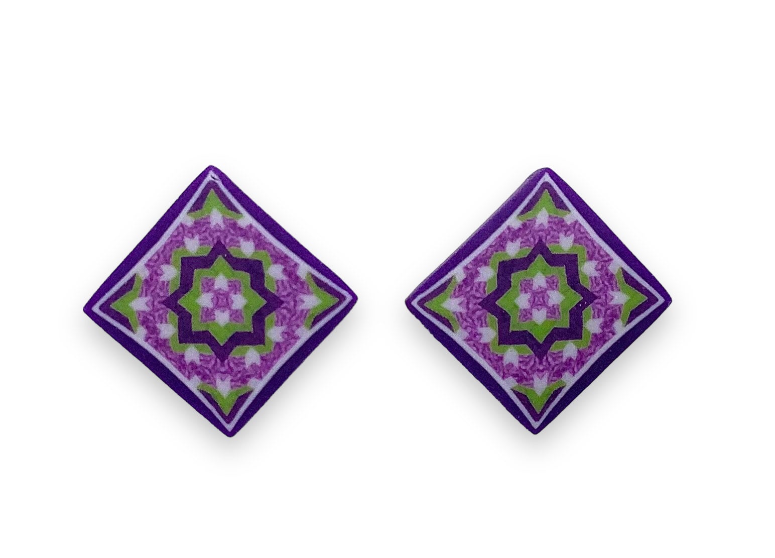 Purple Tulip Quilt Block Jewelry – Handmade Polymer Clay Earrings ...