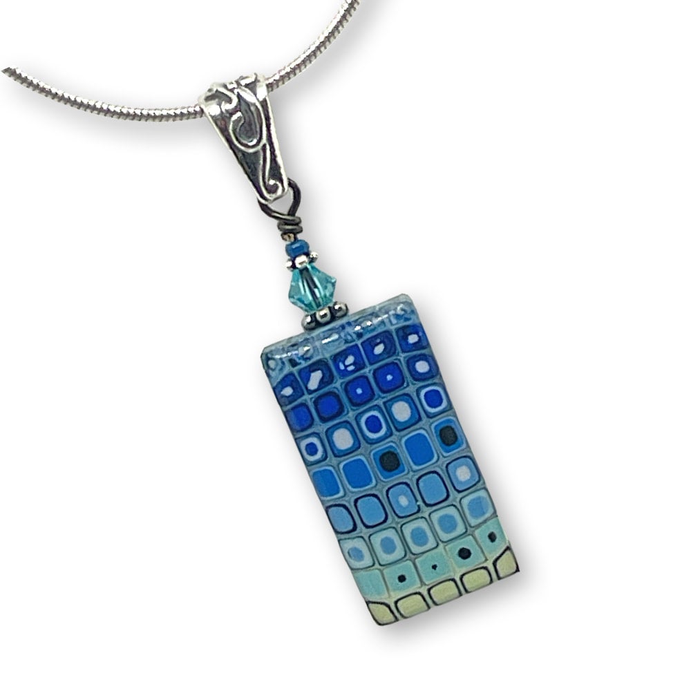 Pixelated deep blue resin dangle earrings, pendant, Polymer clay ...