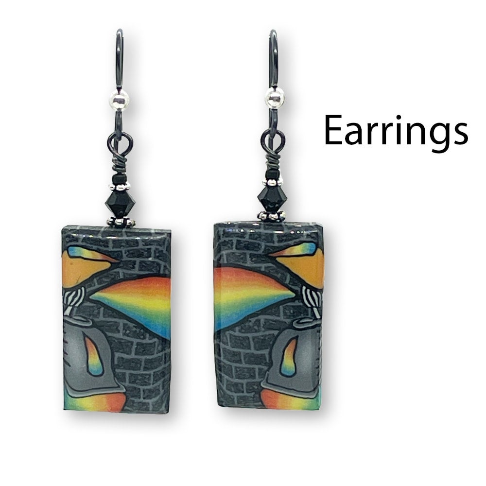 Graffiti inspired dangle earrings and pendants, polymer clay and resin ...