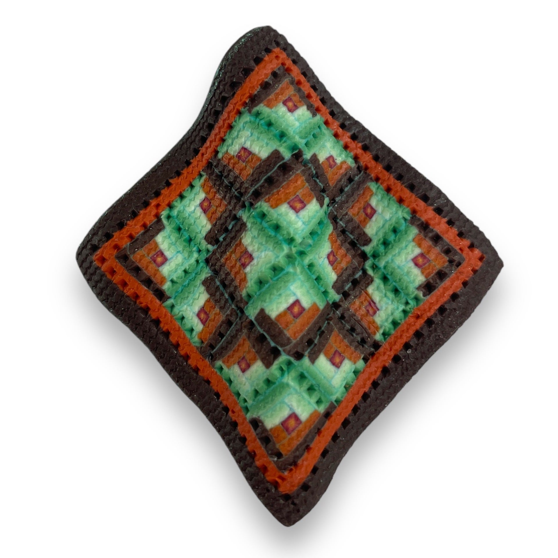 Chocolate Mint Log Cabin Quilt Block Jewelry/Quilted in Clay | Jennifer ...