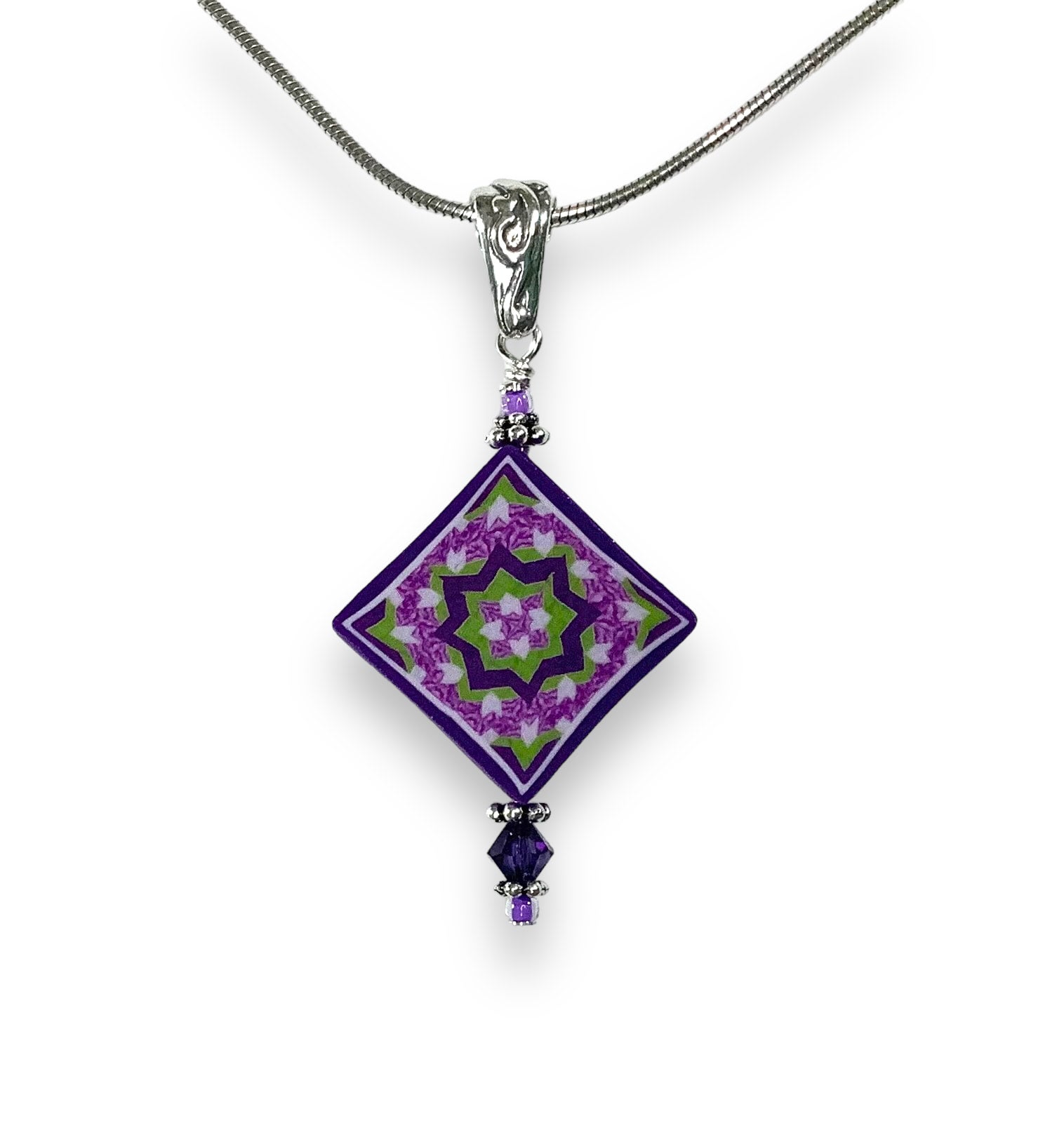 Purple Tulip Quilt Block Jewelry / Quilted in Clay /Jennifer Patterson ...